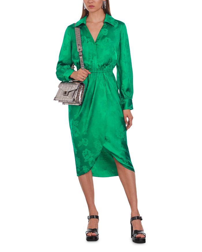 The Kooples Jacquard Crossover Midi Dress | Bloomingdale's