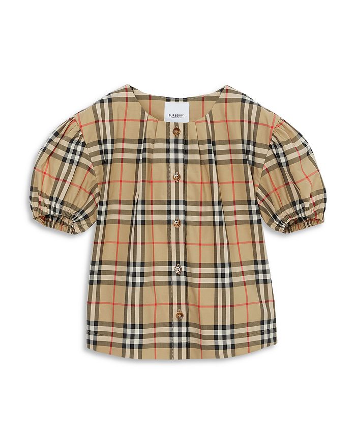 Burberry Girls' Sheryl Check Stretch Twill Blouse - Little Kid, Big Kid ...