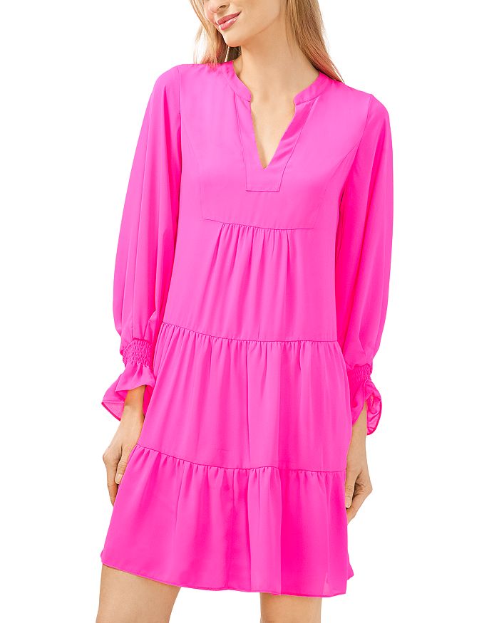 CeCe V Neck Long Sleeve Tiered Dress | Bloomingdale's