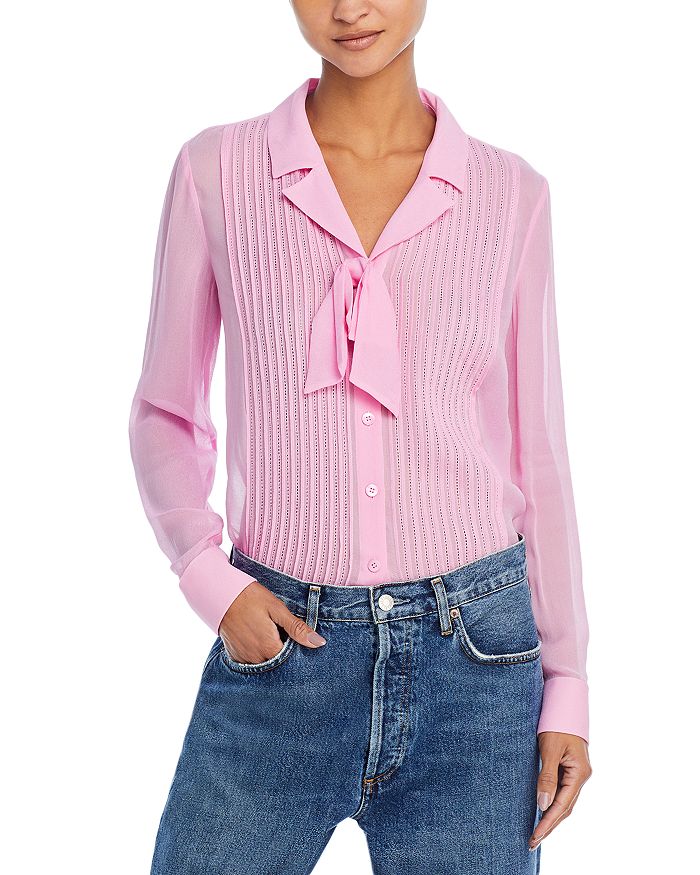 Self-Portrait Chiffon Pintucked Blouse | Bloomingdale's