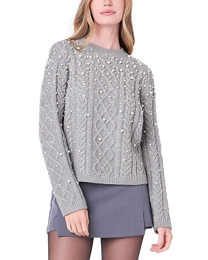 English Factory Embellished Cable Knit Sweater | Bloomingdale's