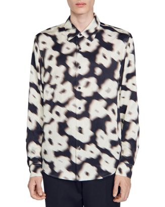 Sandro Blurry Flowers Loose Fit Shirt | Bloomingdale's
