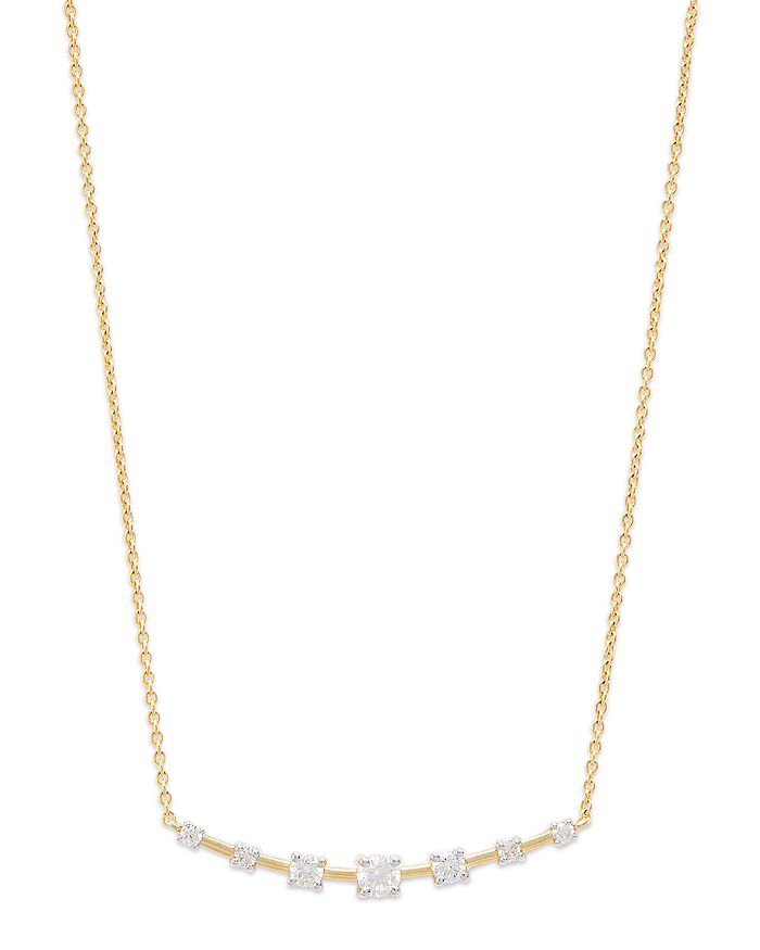Bloomingdale's Diamond Graduated Bar Necklace in 14K Yellow Gold, 0.25 ...