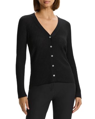 Theory Merino Wool Wide Rib Cardigan | Bloomingdale's