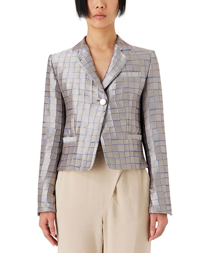 Emporio Armani Textured Shiny Check Blazer | Bloomingdale's