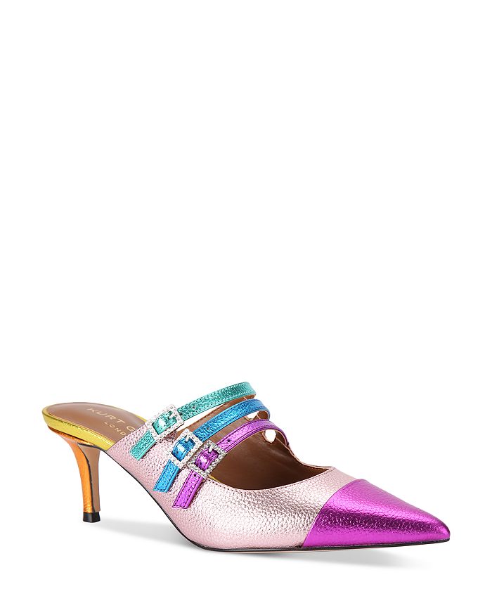 KURT GEIGER LONDON Women's Pierra Metallic Color Block Pointed Toe Mules | Bloomingdale's