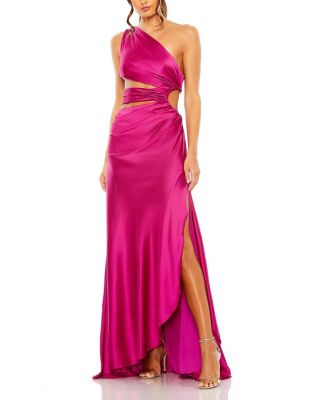 Click here for Mac Duggal Cut Out One Shoulder Satin Gown prices