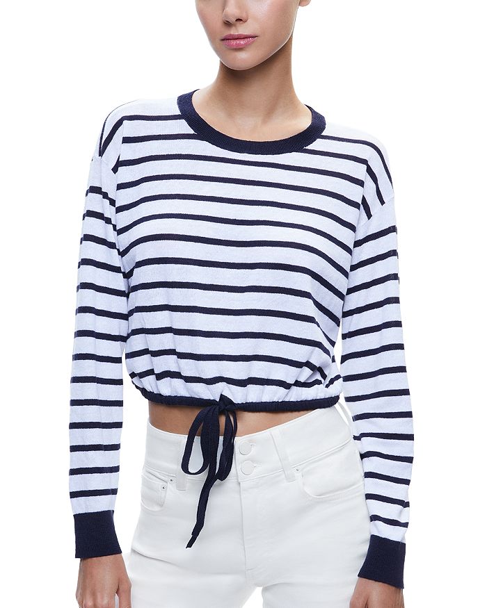Alice and Olivia Bernetta Cropped Drawstring Top | Bloomingdale's