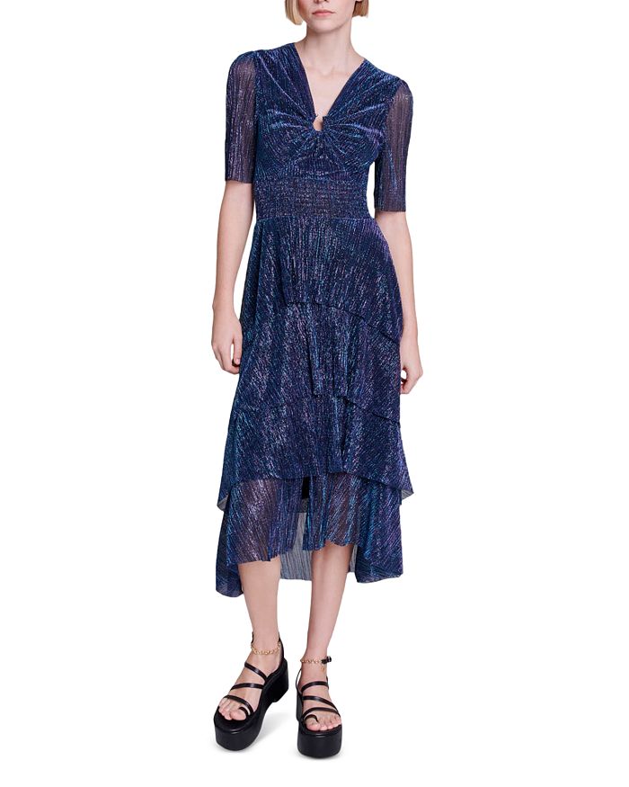 Maje Ruffinae Tiered Metallic Dress | Bloomingdale's