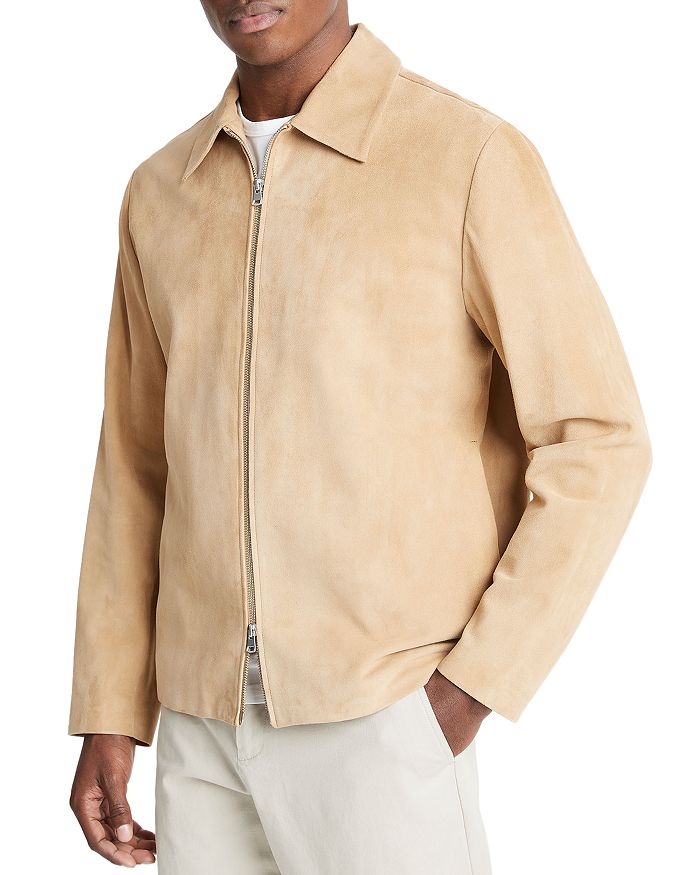 Vince Regular Fit Zip Up Suede Jacket | Bloomingdale's