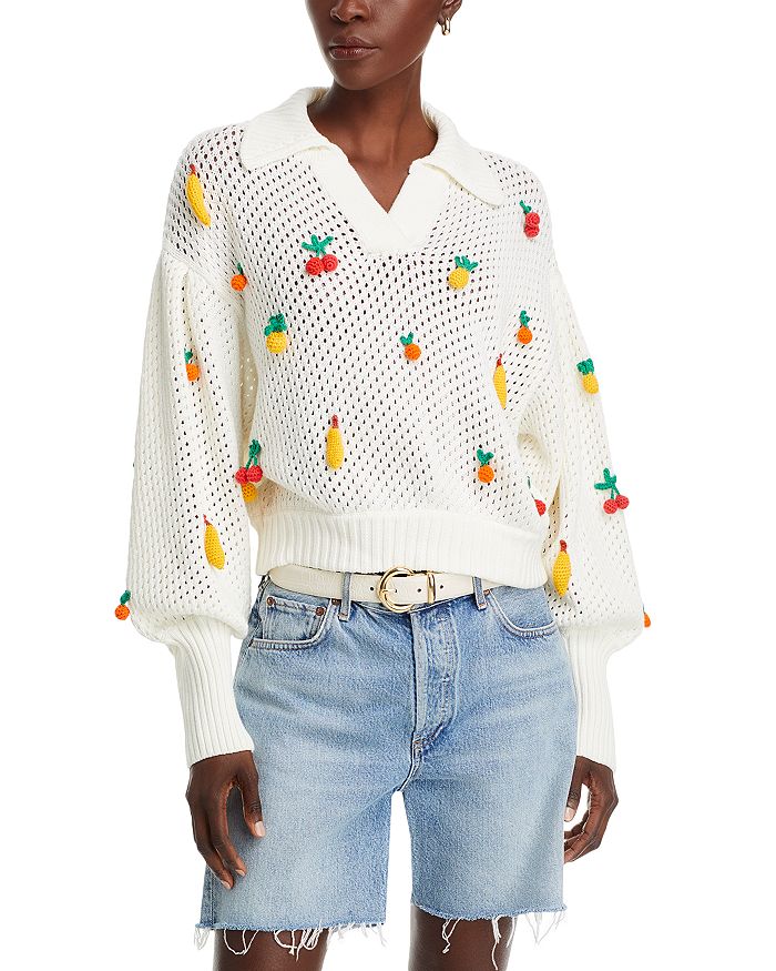 FARM Rio Crocheted Fruit Blouse | Bloomingdale's