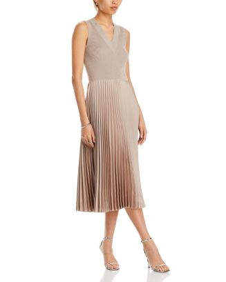 BOSS Mixed Material Dress with Plissé Skirt | Bloomingdale's Women