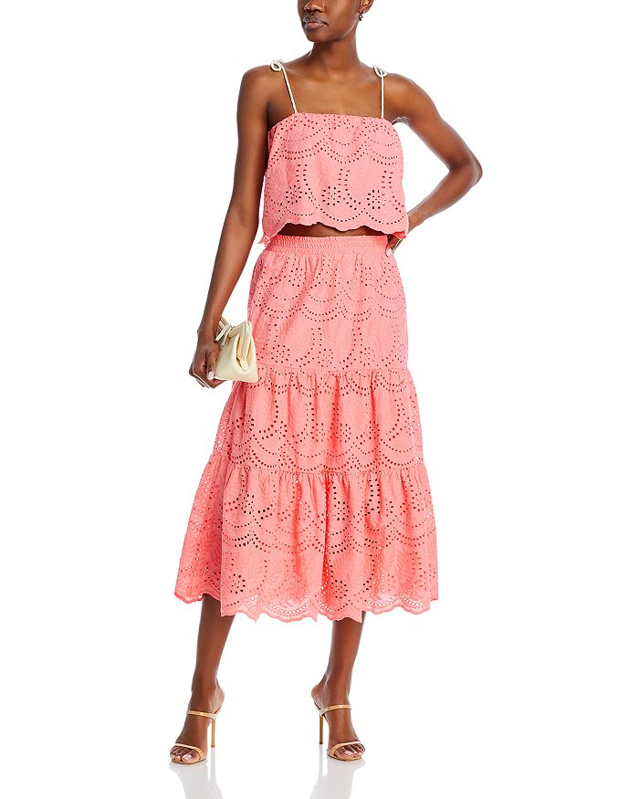 AQUA Tassel Tie Eyelet Tank & Eyelet Maxi Skirt - Exclusive ...