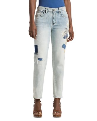 Ralph Lauren Patchwork Relaxed Tapered Ankle Jean in Blue Wash ...