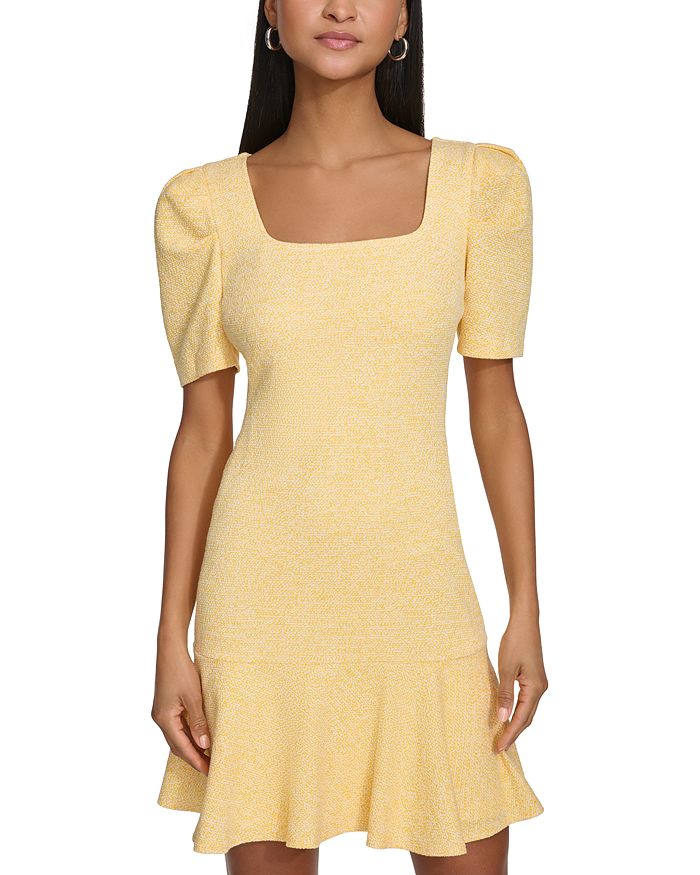 KARL LAGERFELD PARIS Square Neck Puffed Shoulder Dress | Bloomingdale's