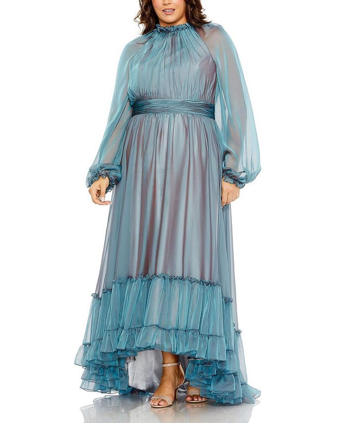 Mac Duggal Mac Duggal Puff Sleeve with Embellished Cuff V Neck A Line ...