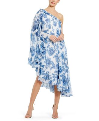 Click here for Mac Duggal Floral Print One Shoulder Cape Dress prices
