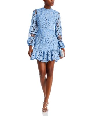 Click here for Aqua Long Sleeve Lace Dress - Exclusive prices