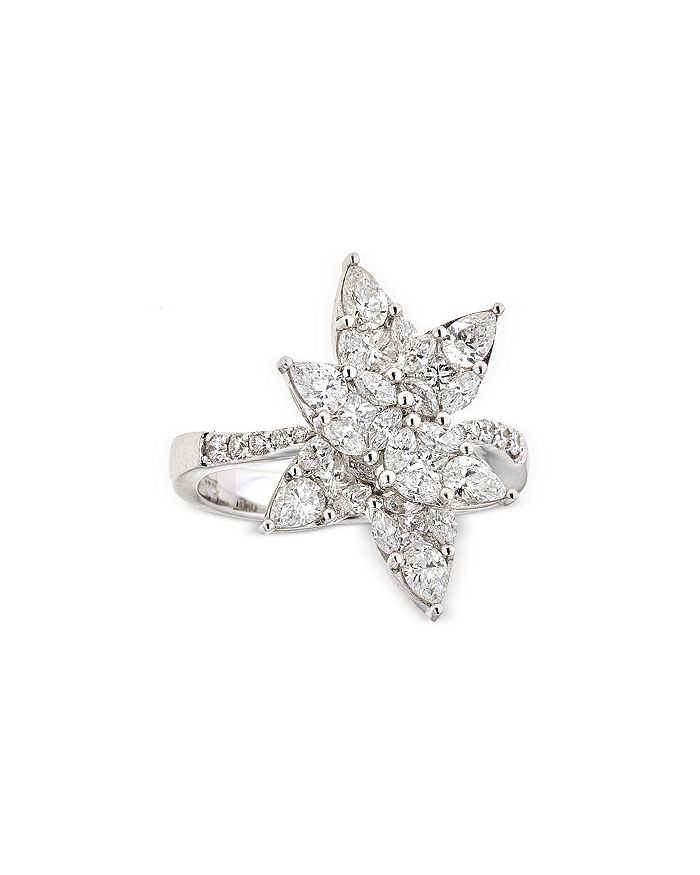 ZYDO 18K White Gold Mosaic Diamond Flower Cocktail Ring | Bloomingdale's