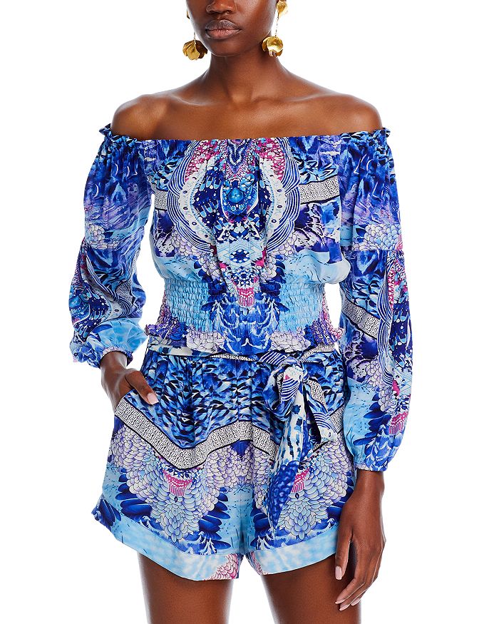MODA BARONESSA Silk Cover-Up Top | Bloomingdale's