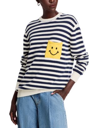 Joshua Sanders Striped Smiley Pocket Crewneck Sweater | Bloomingdale's