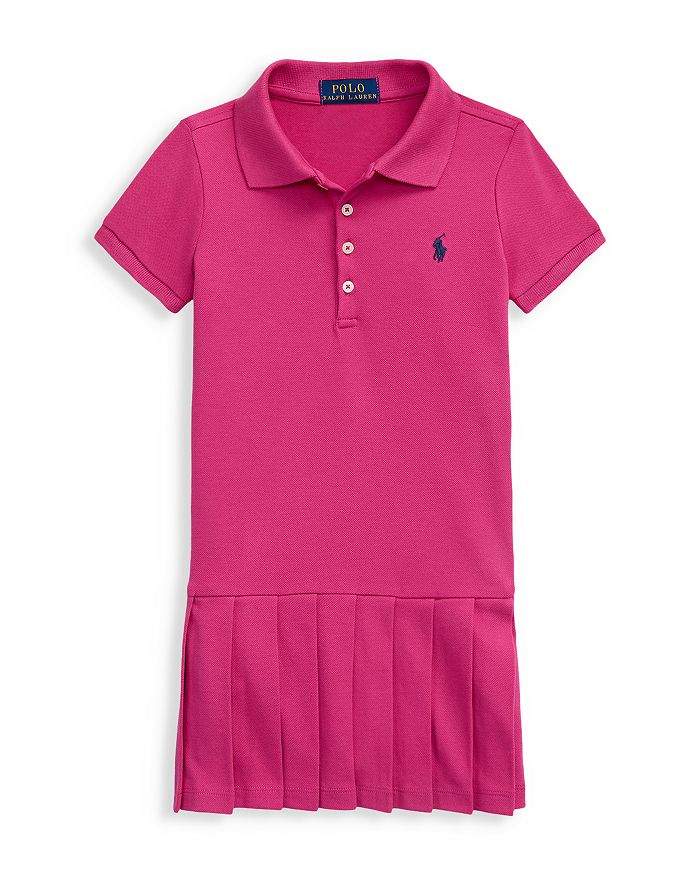 Ralph Lauren Girls' Pleated Stretch Mesh Polo Dress - Little Kid, Big ...