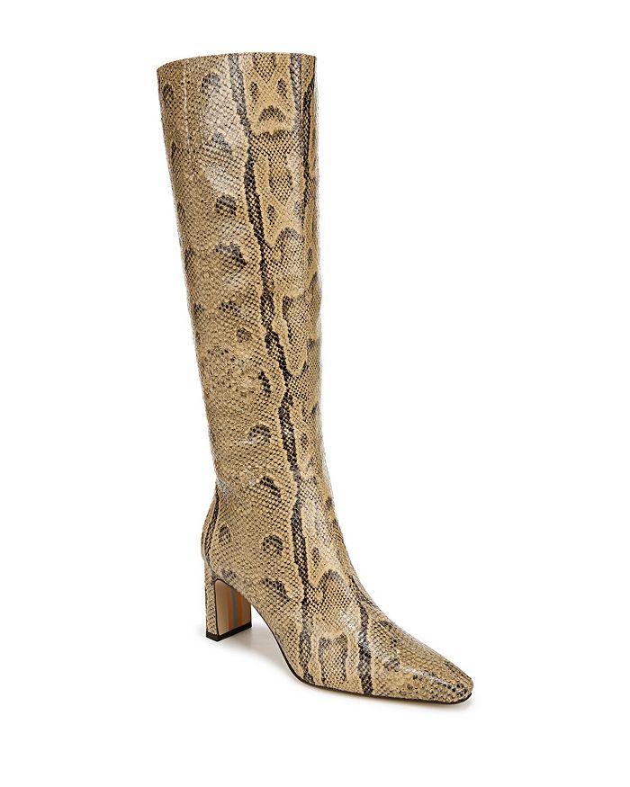 Sam Edelman Women's Sylvia 2 Pointed Toe Embossed Mid Heel Tall Boots ...