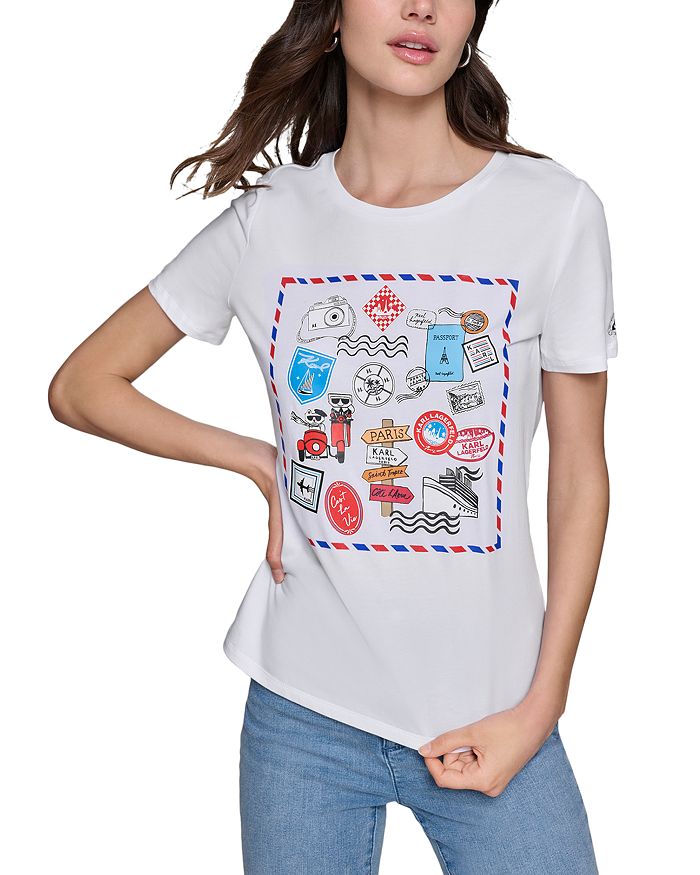 KARL LAGERFELD PARIS Postcard Whimsy Tee | Bloomingdale's