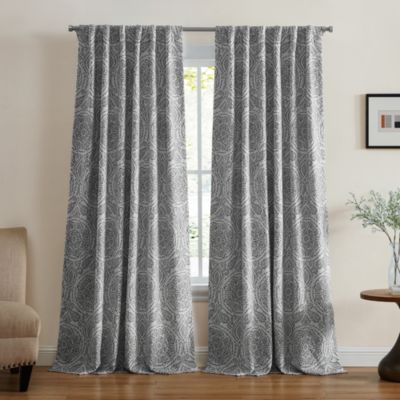 Elrene Home Fashions Giovanni Medallion Linen Blend Window Curtain Panel - Gray