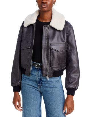 BLANKNYC Faux Leather & Shearling Slim Fit Flight Jacket | Bloomingdale's