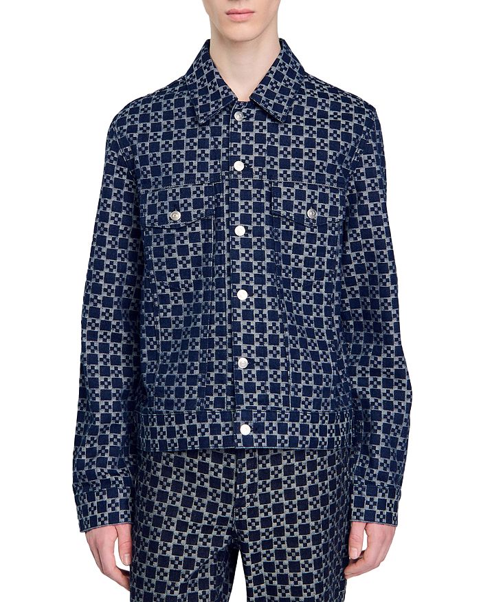 Sandro Square Cross Denim Jacket | Bloomingdale's