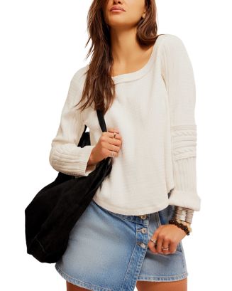 Free People Swinging Cable Cuffed Sweater | Bloomingdale's