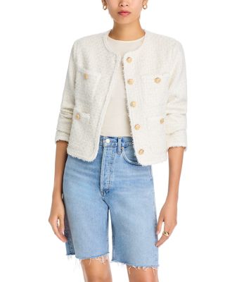 Click here for Aqua Tweed Collarless Jacket - Exclusive prices