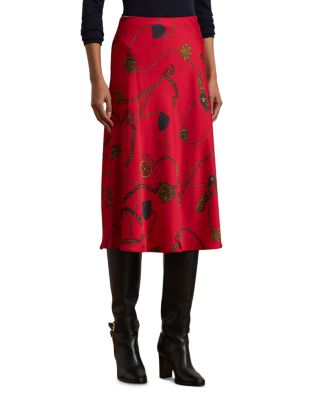 Ralph Lauren Belting Print Satin Charmeuse Midi Skirt, Regular & Petite | Bloomingdale's