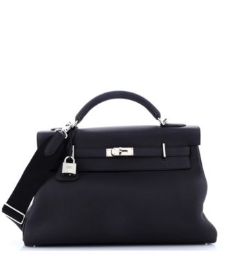 Pre-Owned HERMÈS Pre-Owned Hermes 42 Kelly Maxi Handbag Black Togo with ...