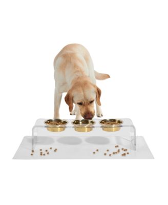 Click here for Hiddin Tall Clear Triple Dog Bowl Feeder with 2 Qu... prices