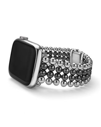 LAGOS Stainless Steel & Black Ceramic Smart Caviar Watch Band for Apple ...