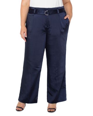 Liverpool Los Angeles Plus Satin Pleated Pants | Bloomingdale's