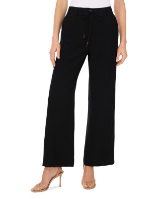 Vince Camuto Womens Tied Straight-Leg Trousers - Rich Black