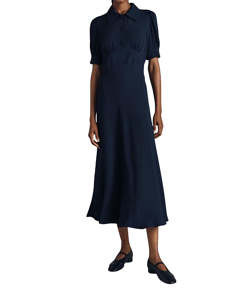 Click here for Ghost London Wilma Crepe Midi Tea Dress prices