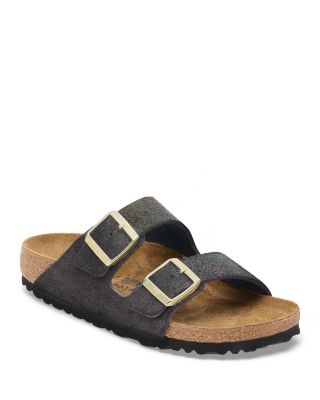 Birkenstock Womens Arizona Soft Footbed Suede Leather Sandals from Finish Line - Shimmer Black