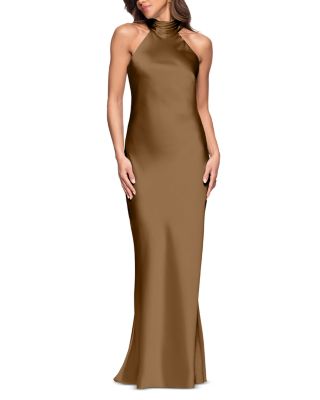 Click here for Aqua Sleeveless Satin Gown - Exclusive prices