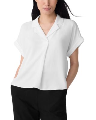 Click here for Eileen Fisher Silk Notched Collar Top prices
