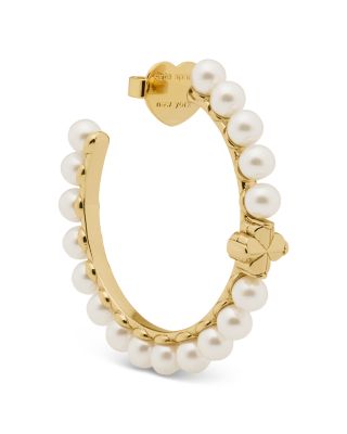 kate spade new york Spade Flower Imitation Pearl Medium Hoop Earrings  1.375