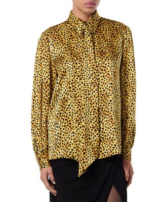 Versace Silk Cheetah Print Blouse