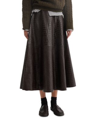 Click here for ROHE A Line Croco Leather Skirt prices