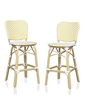 Furniture of America Colfer Aluminum and Pe Wicker Patio Bar Chairs  Set of 2