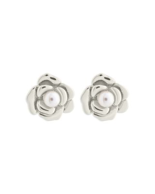 Click here for Sterling Forever Rosa Imitation Pearl Rose Stud Ea... prices