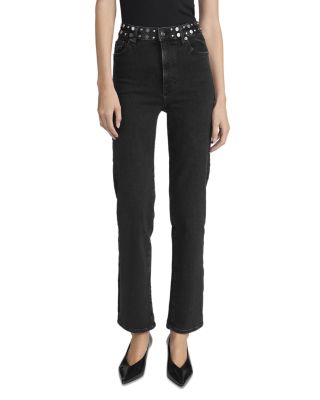 Click here for Frame Le Sleek Straight High Rise Studded Jeans in... prices