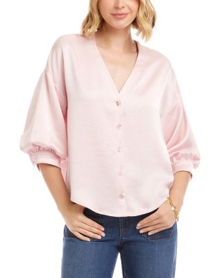 Click here for Karen Kane Lantern Sleeve Satin Shirt prices